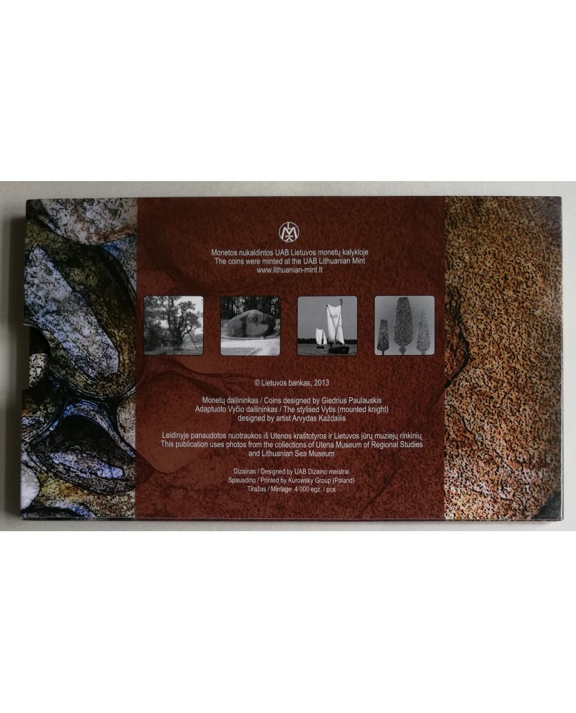 Lietuva. 2 litai, 2013 m. Monetų rinkinys (4 vnt), skirtas Lietuvos gamtos ir žmogaus kūriniams.